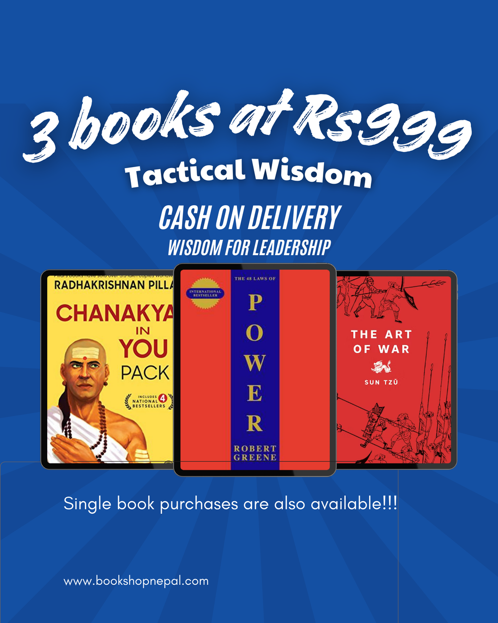 3 tactical wisdom combo:Chanakya in you+48 laws of power+Art of war – The Book Shop Nepal